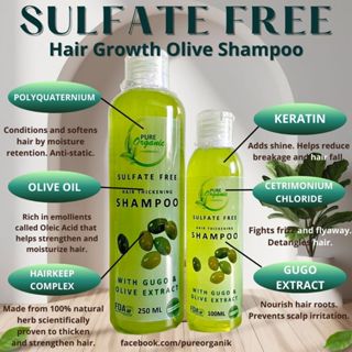 Sulfate Free Olive Shampoo by Pure Organic For Hair Growth and Hair ...