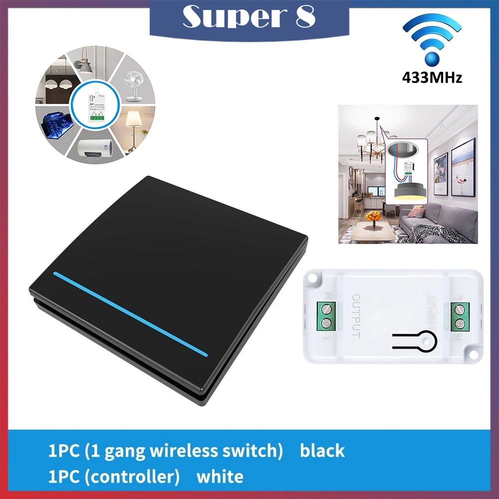 RF 433Mhz Wireless Switch Smart Light Control 1 gang Wall Panel Lamp ...