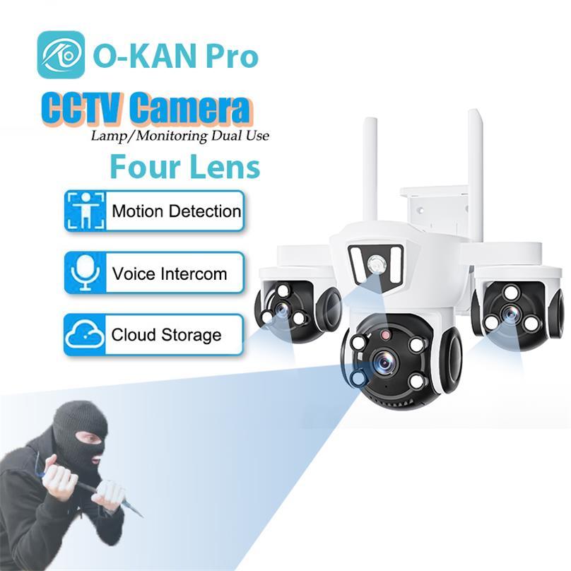 Outdoor Four Lenses Images 16MP CCTV Camera 4G SIM WIFI Waterproof PTZ ...