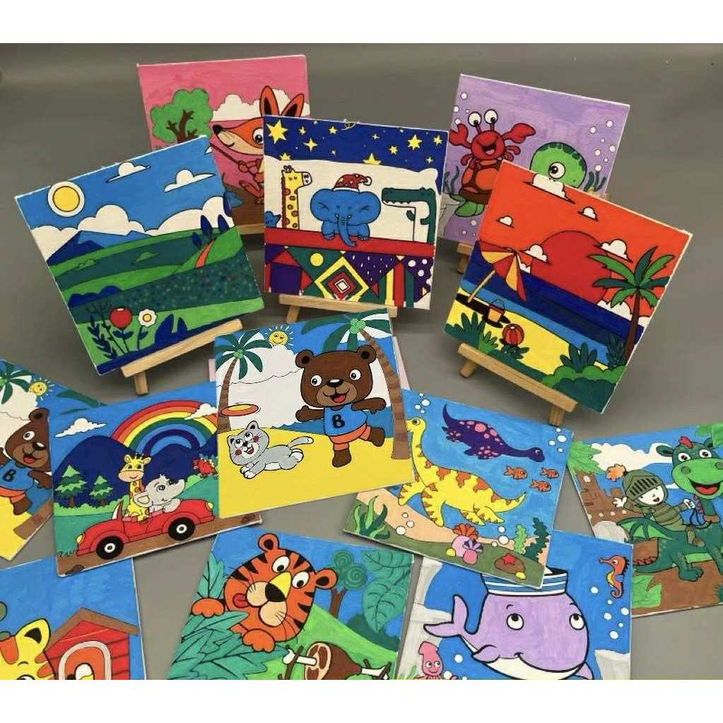 Children's DIY Digital Painting Canvas Cartoon Art for Home Decoration ...