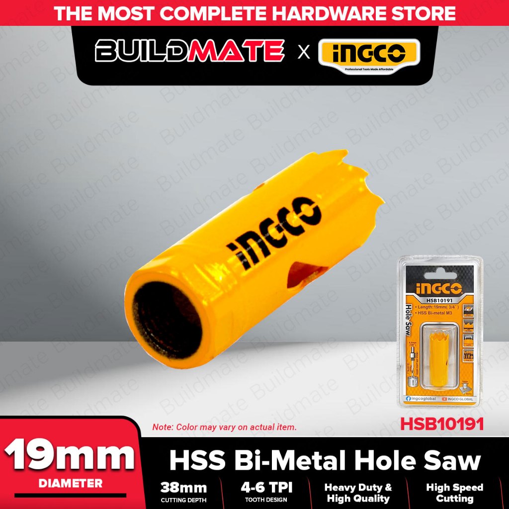 Buildmate x INGCO Hole Saw 19mm High Quality Bi-Metal Cutter for Wood ...