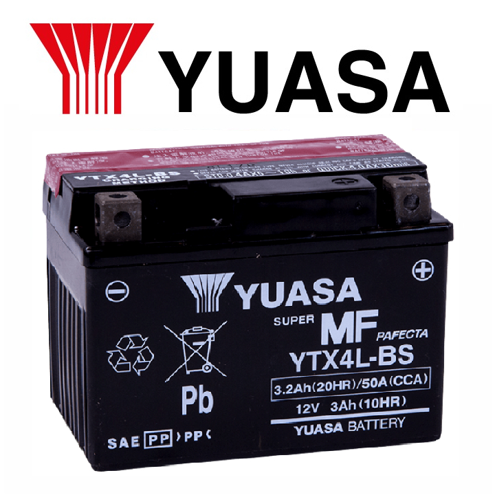 YUASA YTX4L 4L (GTZ4V, YTZ4V, GTZ5S, MF4L-B) MOTORCYCLE BATTERY Mio i ...