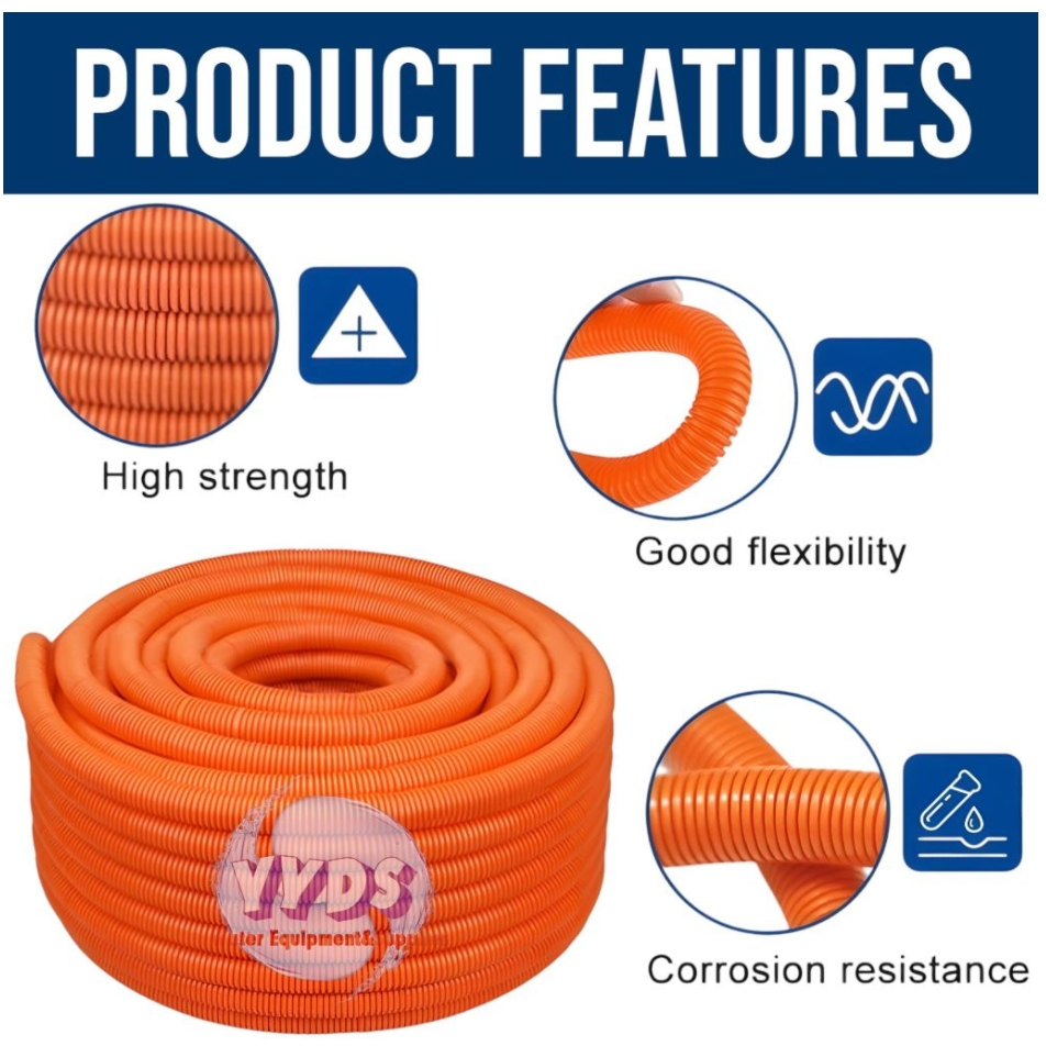 PVC ORANGE FLEXIBLE HOSE 1/2 ELECTRICAL CONDUIT (SOLD PER ROLL 50/100 METERS) | Shopee Philippines