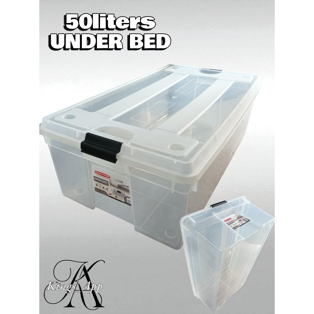 SUNNYWARE 50LITERS TRANSPARENT UNDER BED BOX PLASTIC STORAGE BOX STOCK ...