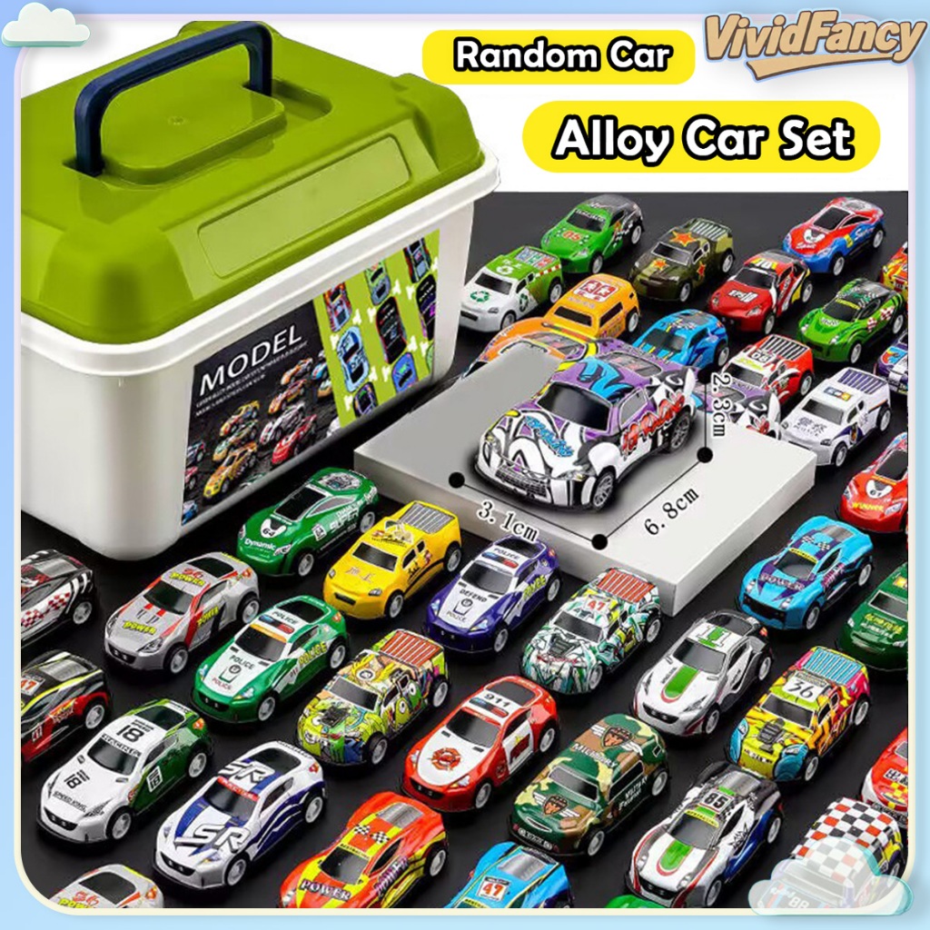 50Pcs Mini Toy Car Alloy Pull Back Vehicles Model Car with storage box ...