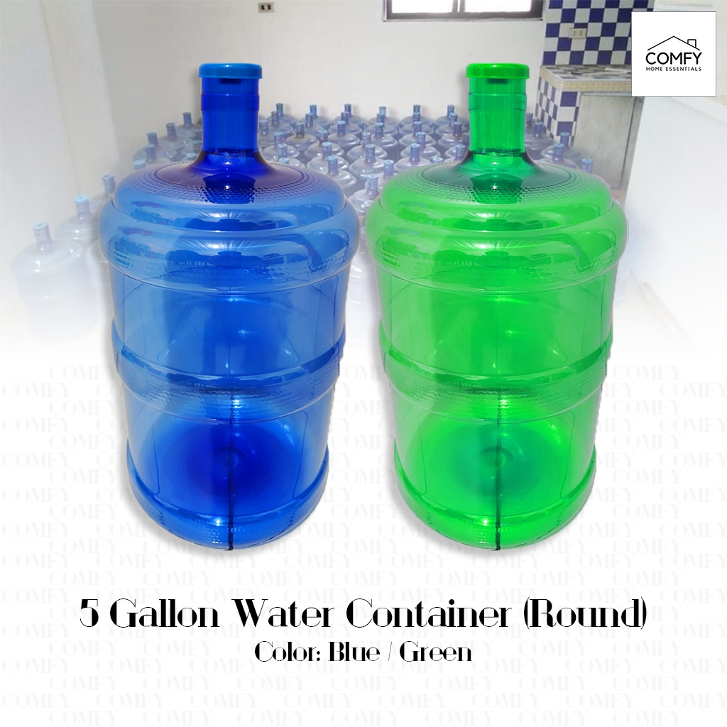 1PC 5 Gallon Round Water Container with Free non Spill Cover Five ...