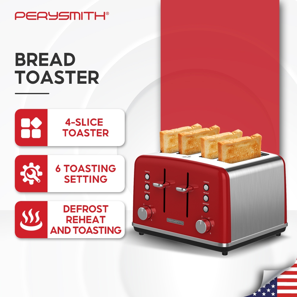 PerySmith SN2000 Pop Up Bread Toaster 4 Slice Signature Series | Shopee ...