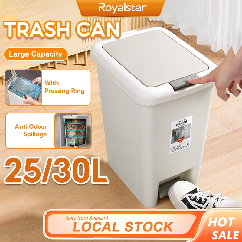 ROYALSTAR 30L Trash Bin Large Capacity Foot Pedal Pressed Trash Bin ...