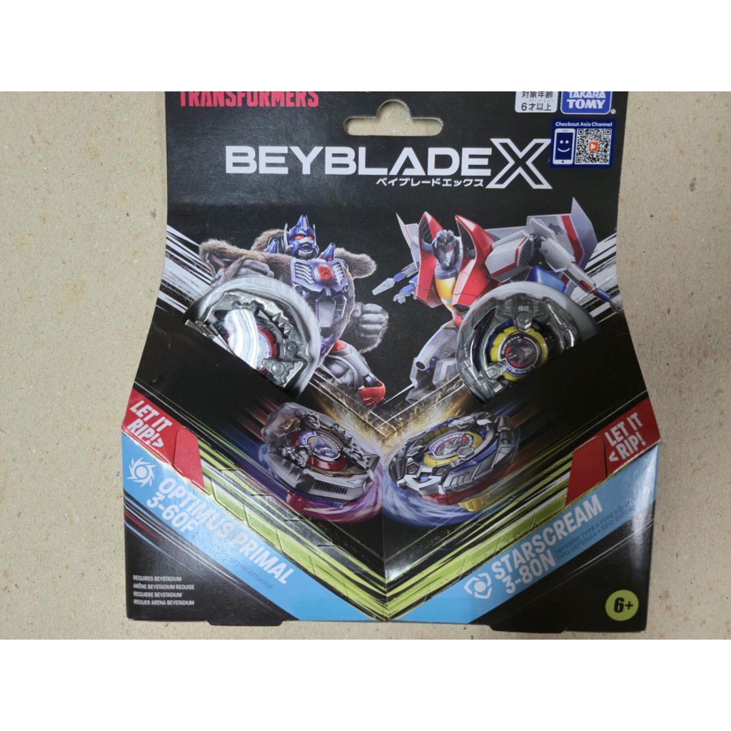 Beyblade X Transformers Collab Optimus Primal 3-60F vs. Starscream 3 ...