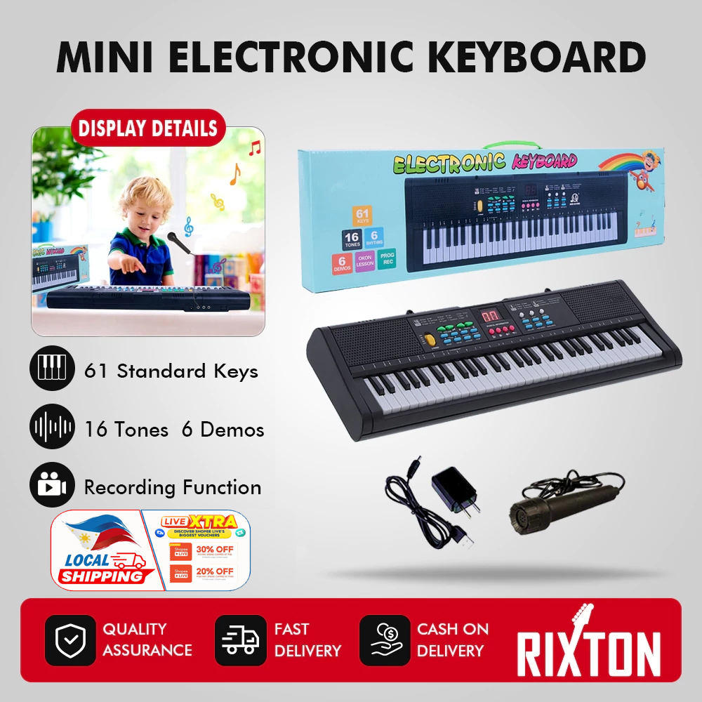 RIXTON Electric Digital Piano Mini Music Electronic Keyboards 61 Keys ...