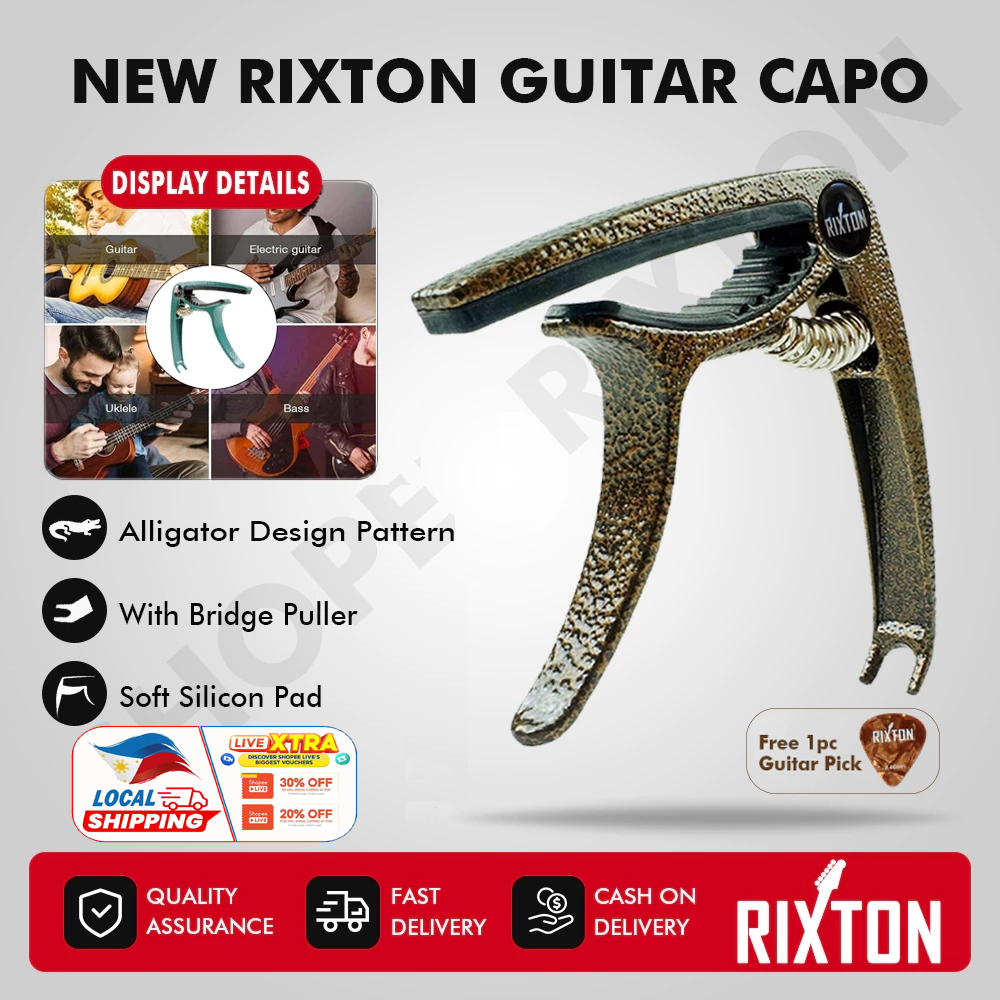 RIXTON Guitar Capo LGL-06 Clamp Aluminium Alloy Metal Alligator Grain ...