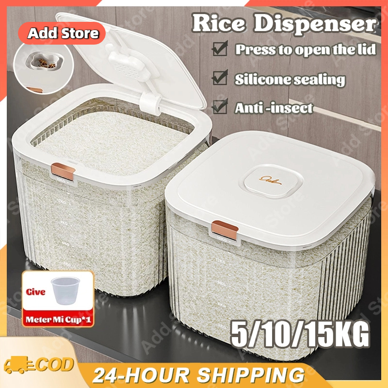 5/10/15KG Transparent Rice Dispenser Food Box Storage Insect-proof ...