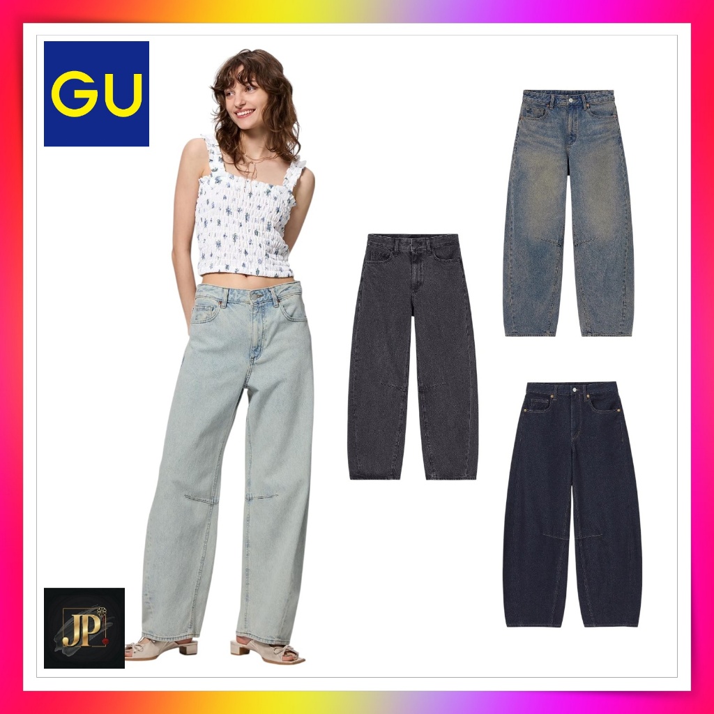 GU Barrel Leg Jeans (Standard Length 71.0–75.0 cm) | Shopee Philippines