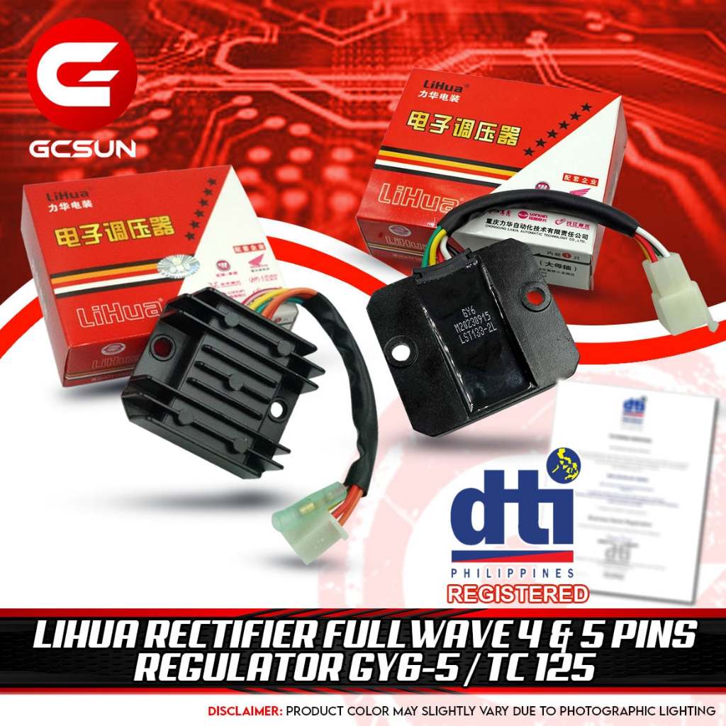 LIHUA RECTIFIER FULLWAVE ( 4 PINS & 5 PINS ) REGULATOR GY6 / TC 125 ...