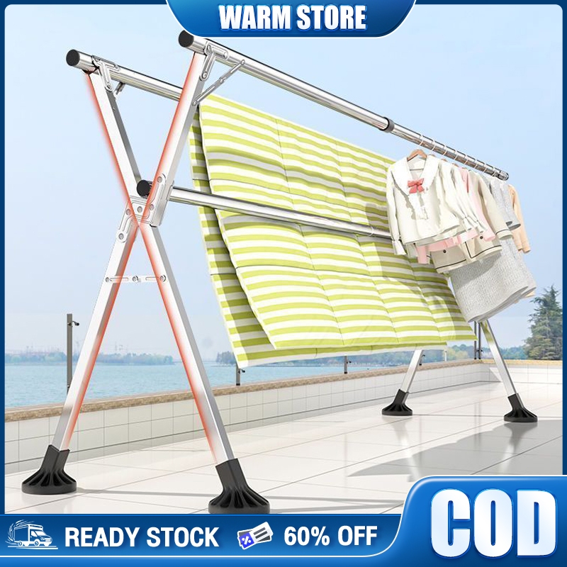 Foldable Sampayan Stainless Steel Clothes Rack Indoor Outdoor Drying ...