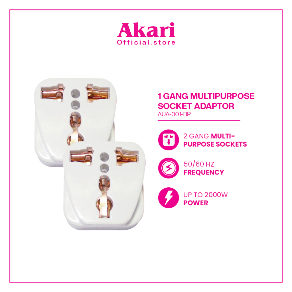 Akari BUY 1 TAKE 1 - 1 Gang Multipurpose Socket Adaptor (AUA-001-BP) | Shopee Philippines