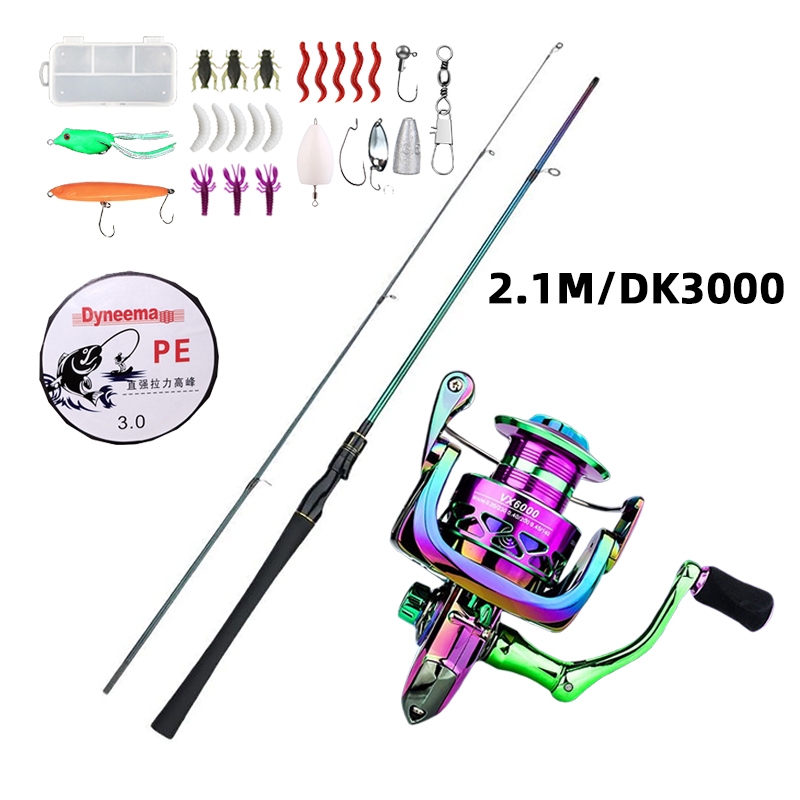 Spinning Colorful Electroplated Fishing Rod Reel Combo Full Set w ...
