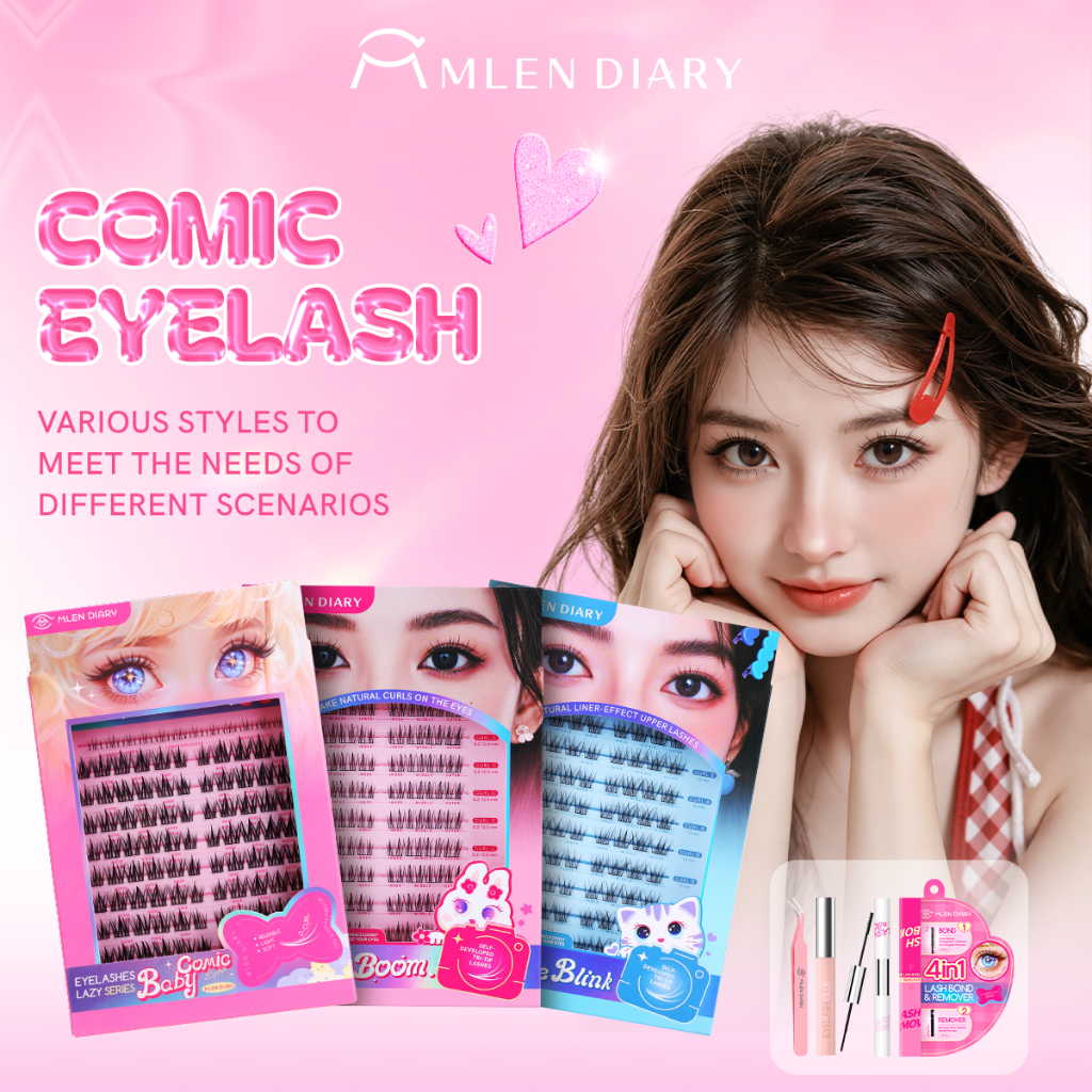 MLEN DIARY False Eyelashes With Glue Segmented Cluster Lashes Reusable ...