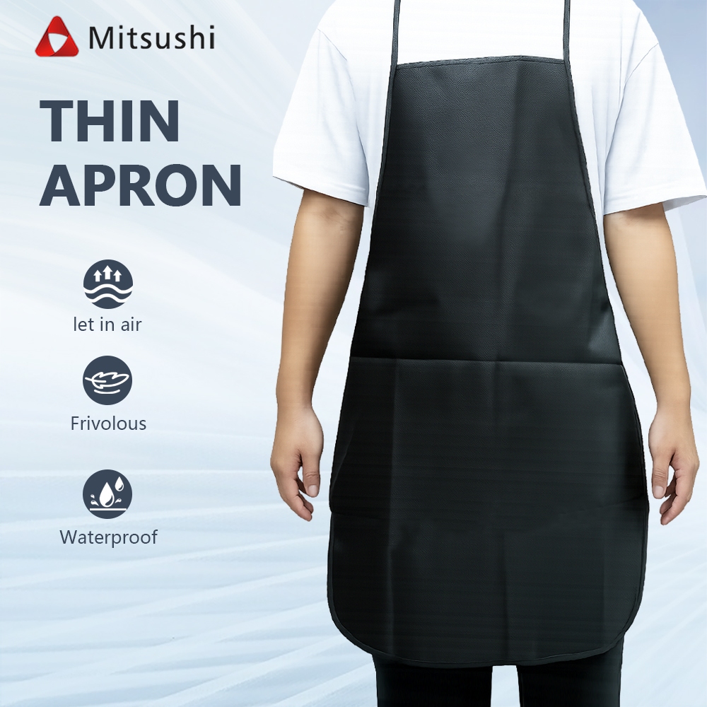 Mitsushi Black Waterproof & Stain-Resistant Reusable Apron for Kitchen ...