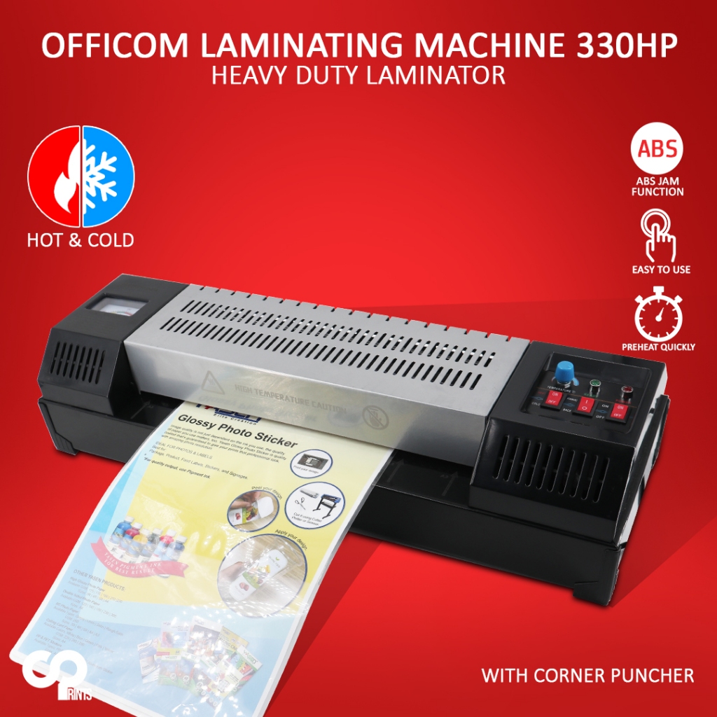 Officom Laminating Machine 330HP A3 Size Hot & Cold 250Micron Reverse ...
