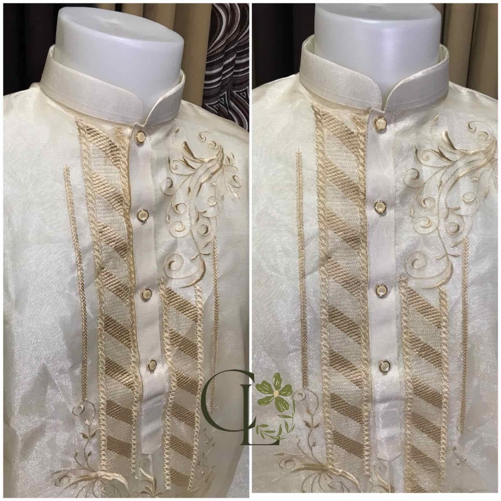 Barong Tagalog Pinya Organza Fabric Plain Chinese Collar Mall Quality ...
