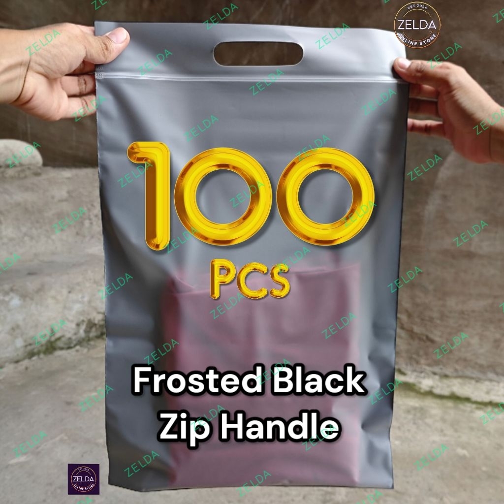 50pcs/100pcs Frosted Black Handle Ziplock pouch bag Wholesale Bundle ...