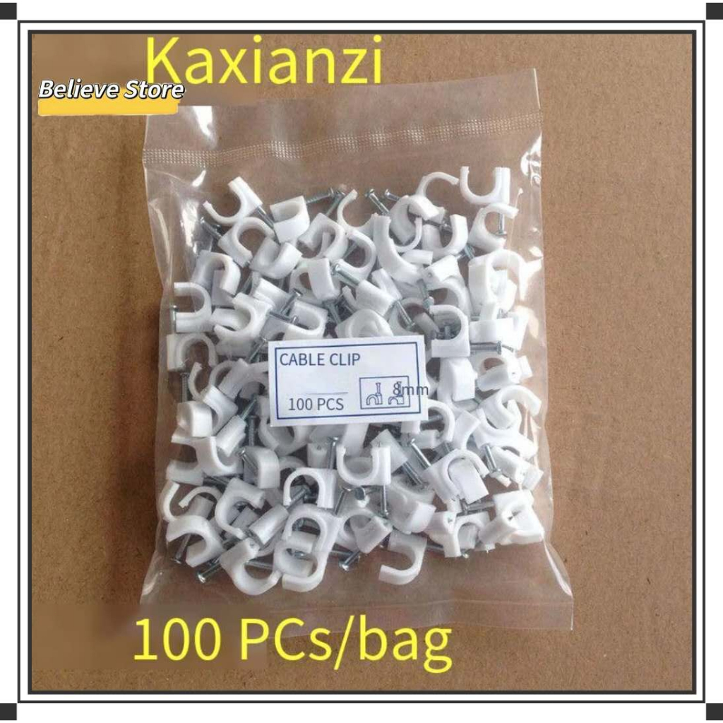 Cable clamp Cable Clips 100pcs. (PVC Clips) Cable Ethernet TV Telephone ...
