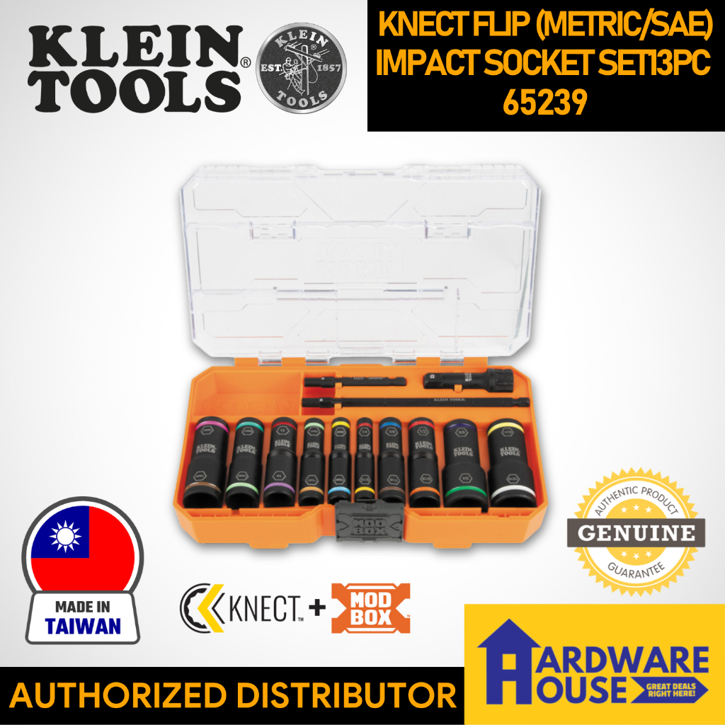 ORIGINAL KLEIN TOOLS Impact Flip Socket Wrench Set 13PC Driver Metric ...