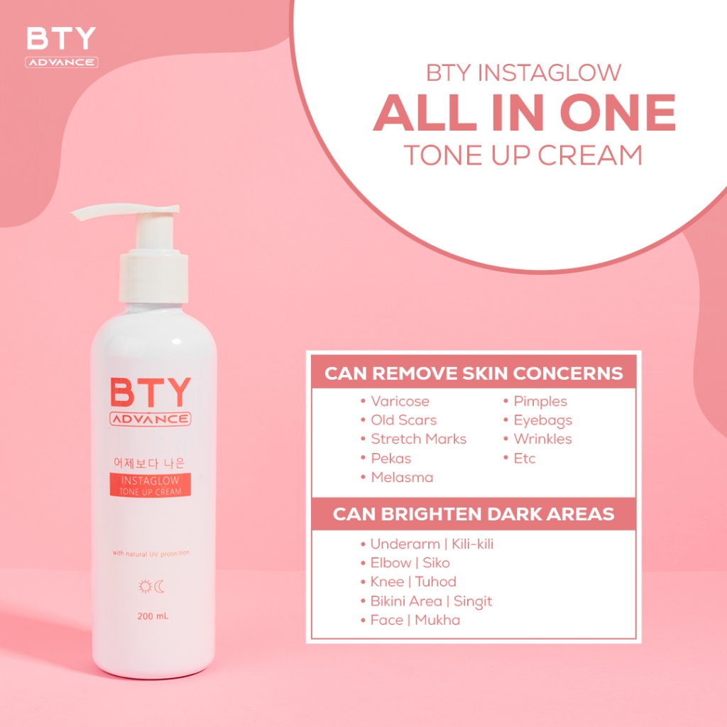BTY Advance Instaglow Tone up Cream 200ml || VARICOSE, SCARS, STRETCH ...