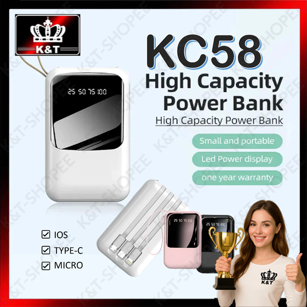 KC58 Powerbank 20000mAh Fast Charging Power bank Portable Charger | Shopee Philippines
