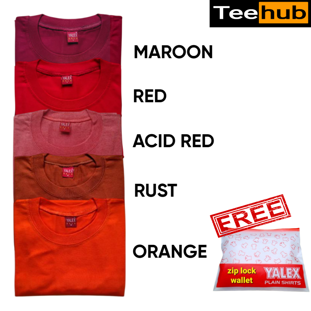 YALEX Plain T-Shirt ROUND NECK for Men and Women RED SHADE - MAROON RED ...