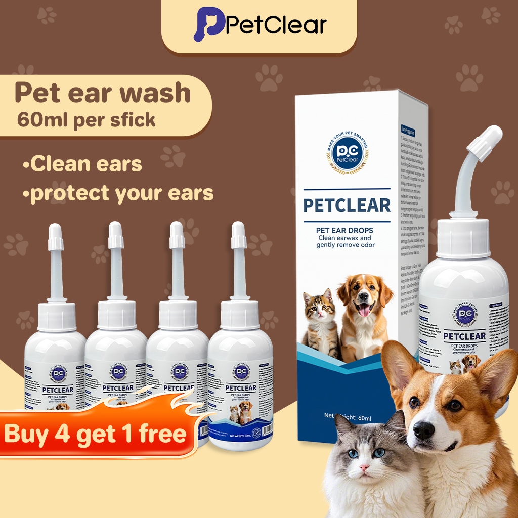 Petclear Pet ear drops Remove dirt, ear mites, and odors from the ears ...