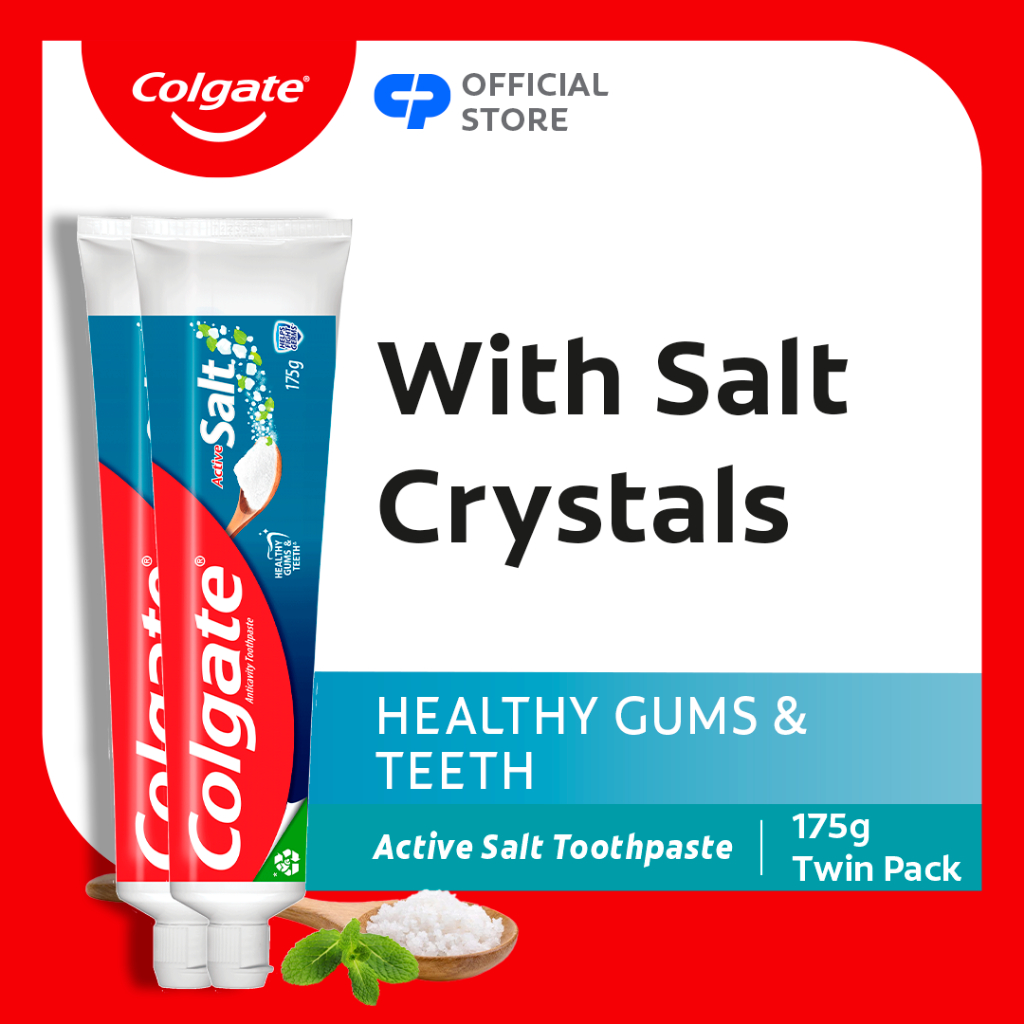 Colgate Active Salt Toothpaste with Salt Crystals 175g Value Twin Pack ...