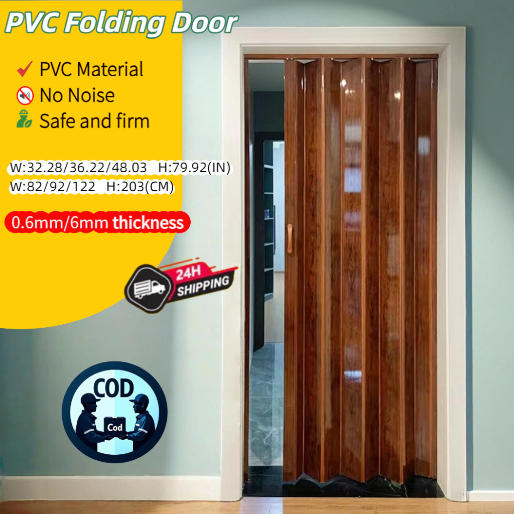 Pvc Folding Door Kitchen Bathroom Door Sliding Door | Shopee Philippines
