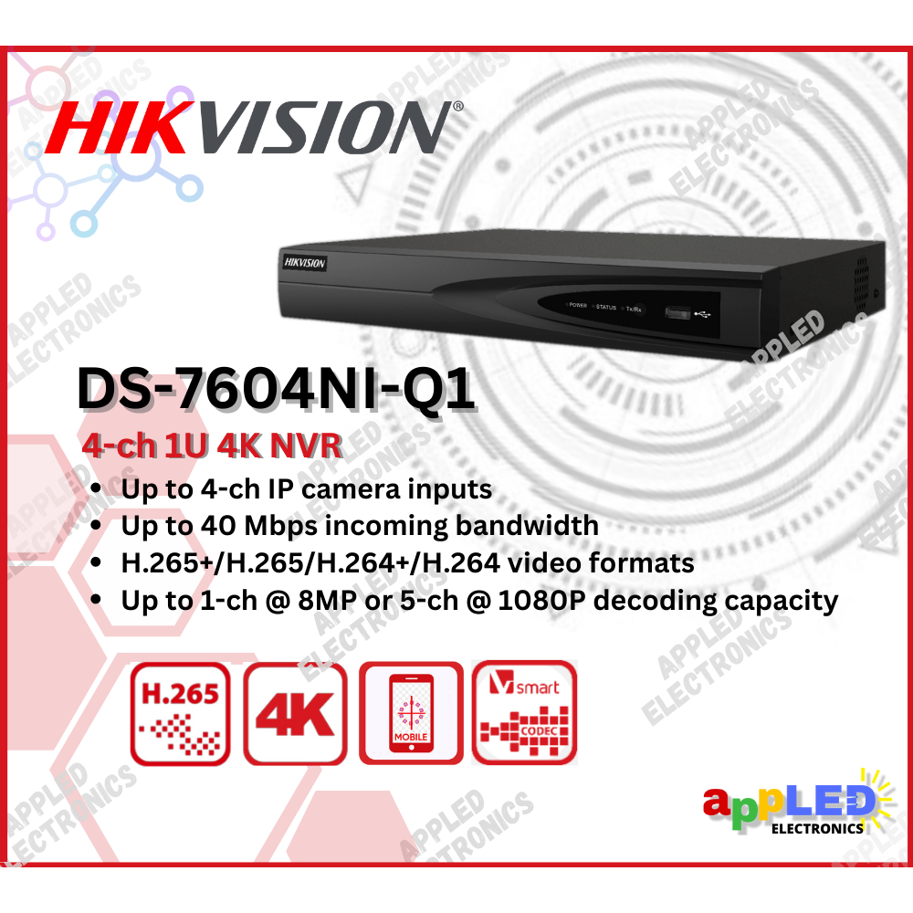 Hikvision 4/8/16CH H.265 4K NVR PoE or Non PoE For IP CCTV Camera with ...
