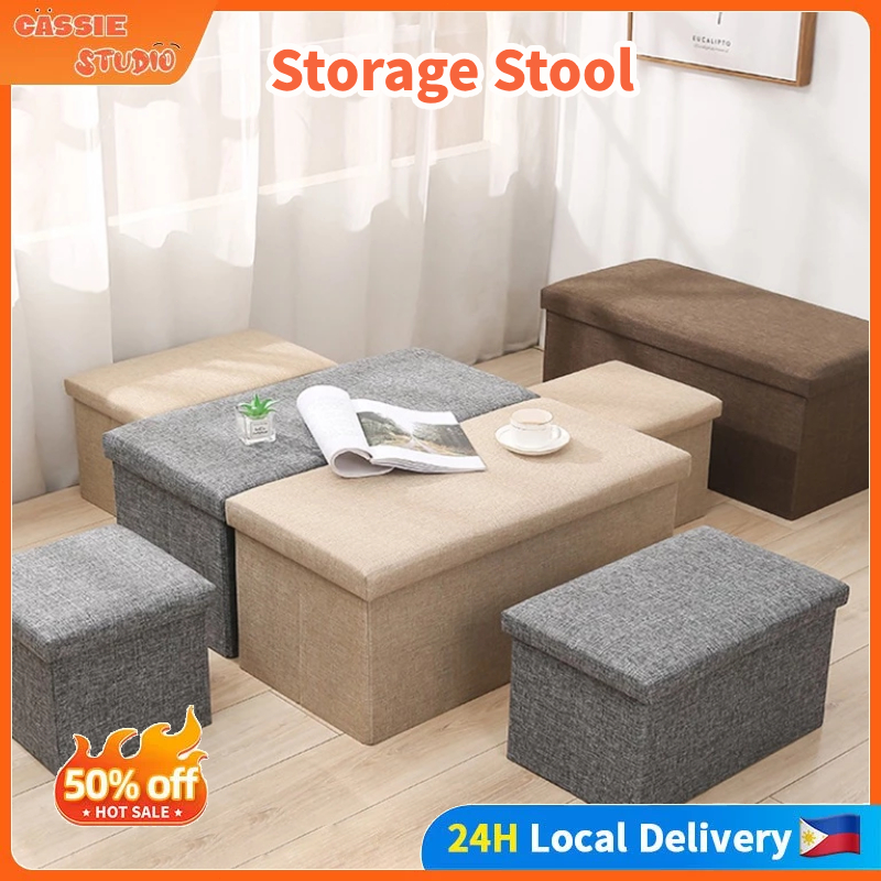 Foldable Storage Stool Sofa Storage Box Organizer Stool Folding Shoe ...