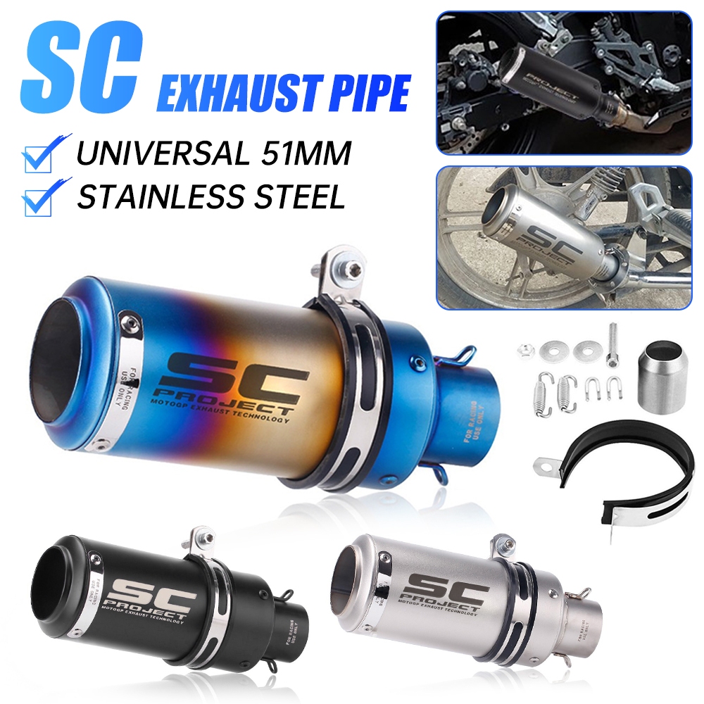 SC Universal 51mm Motorcycle Exhaust Pipe Locomotives Professional ...