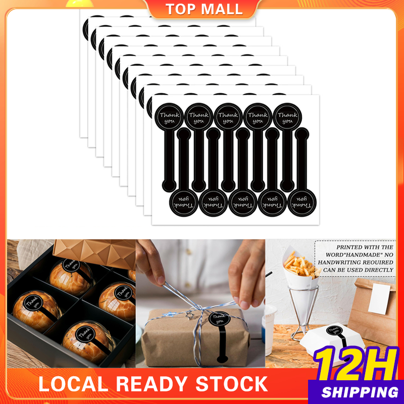 Thank You Sticker Long Bakery Cake Packaging Sticker For Seal Label ...