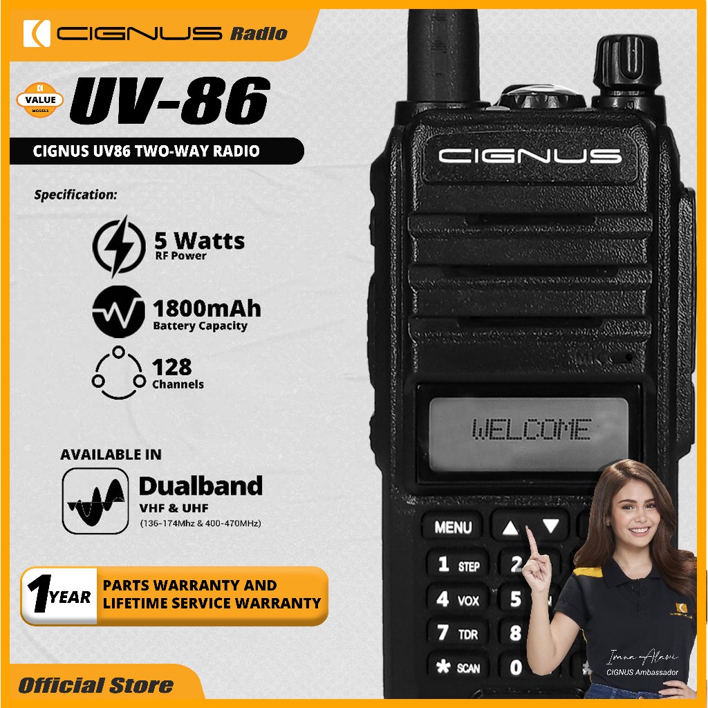 CIGNUS VALUE MODEL UV-86 DUAL BAND 5WATTS Two Way Radio | Shopee ...