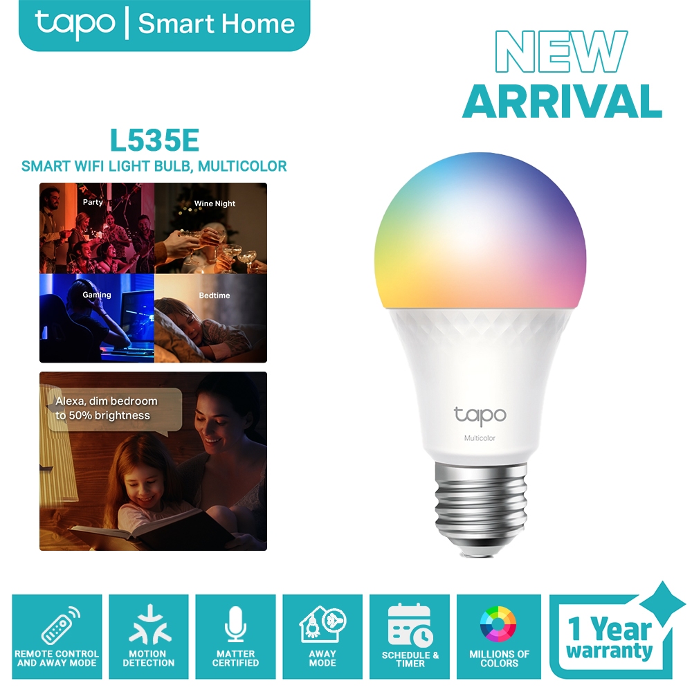 TP-Link Tapo L535E Extra Bright Smart Light Bulb, Multicolor | Matter ...