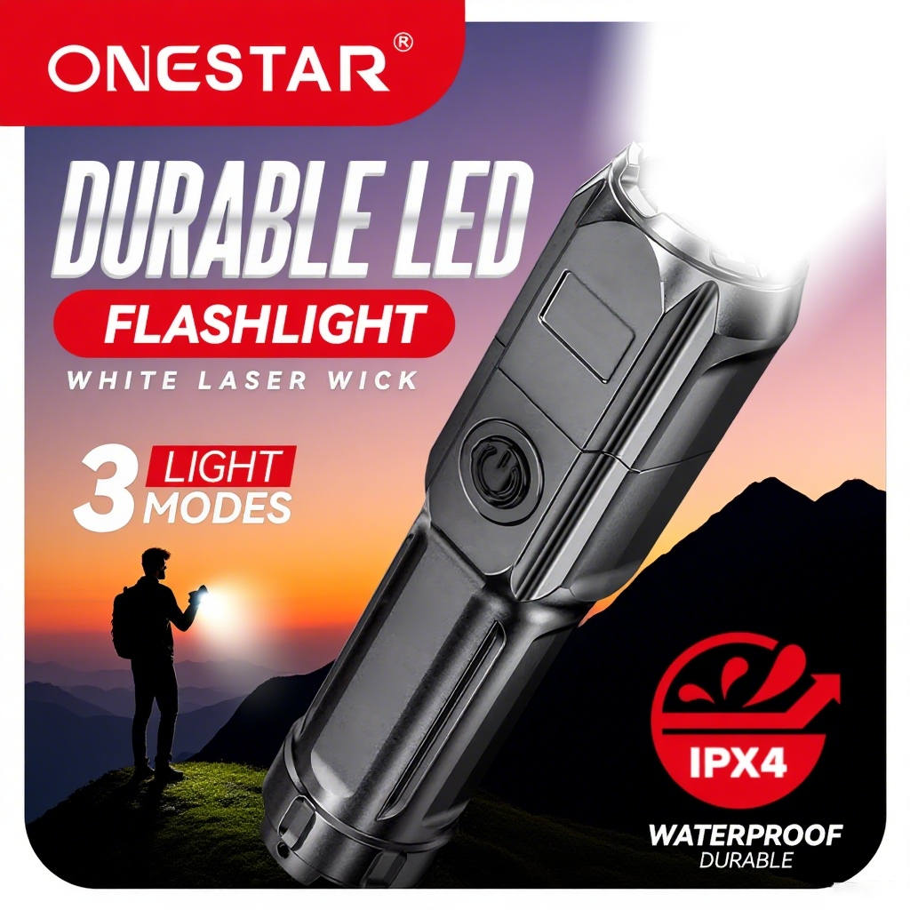 NSS Portable Double Led Flashlight Outdoor Rechargeable Waterproof ...