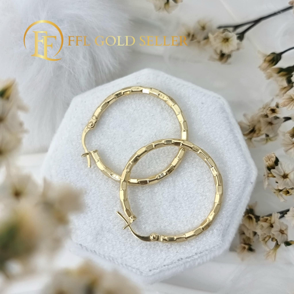 Bamboo Loop Clip | 18k Gold Earrings for Women | 25mm | Shopee Philippines