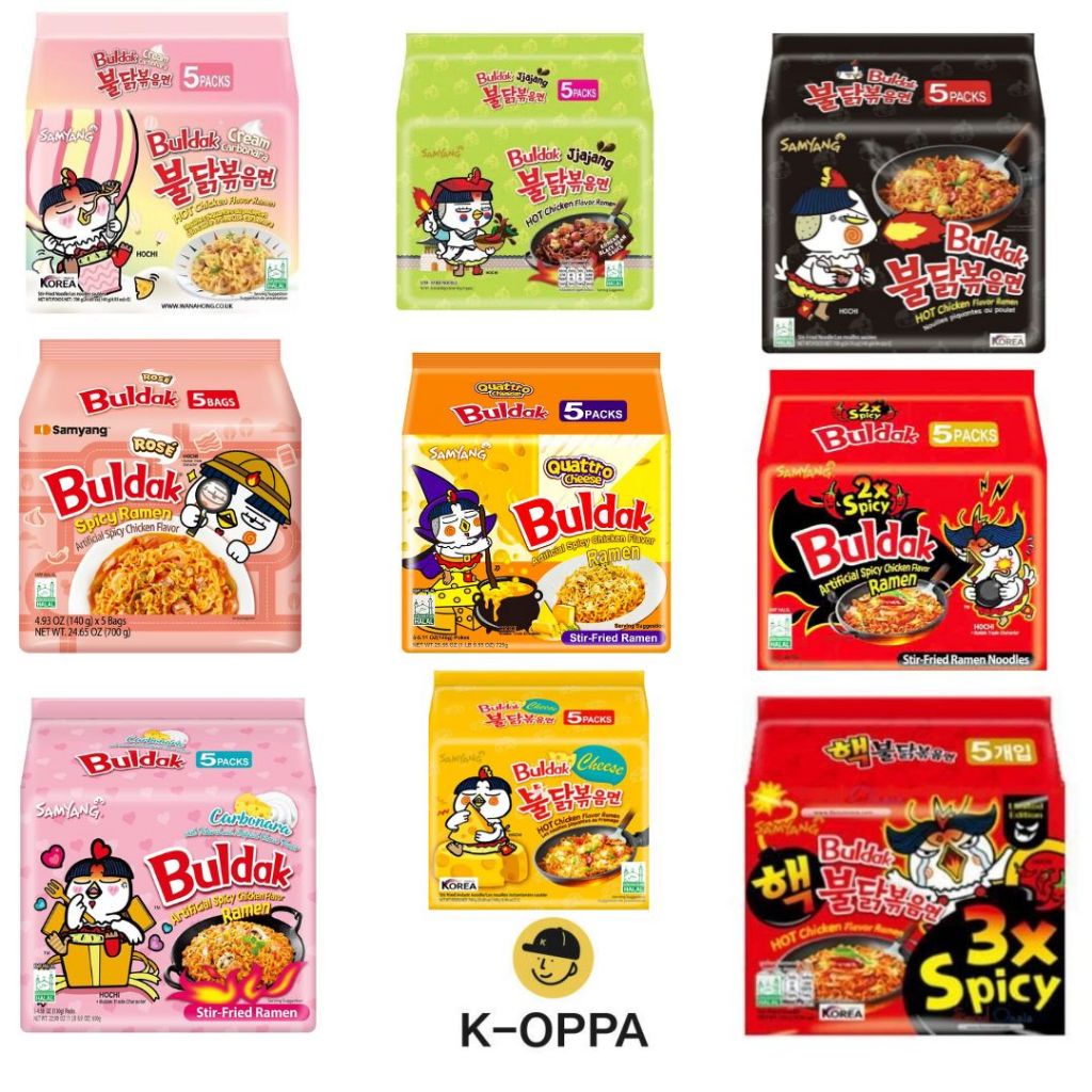PACK SAMYANG BULDAK NOODLES - CREAMY CARBONARA, CARBONARA, ROSE, QUATRO ...