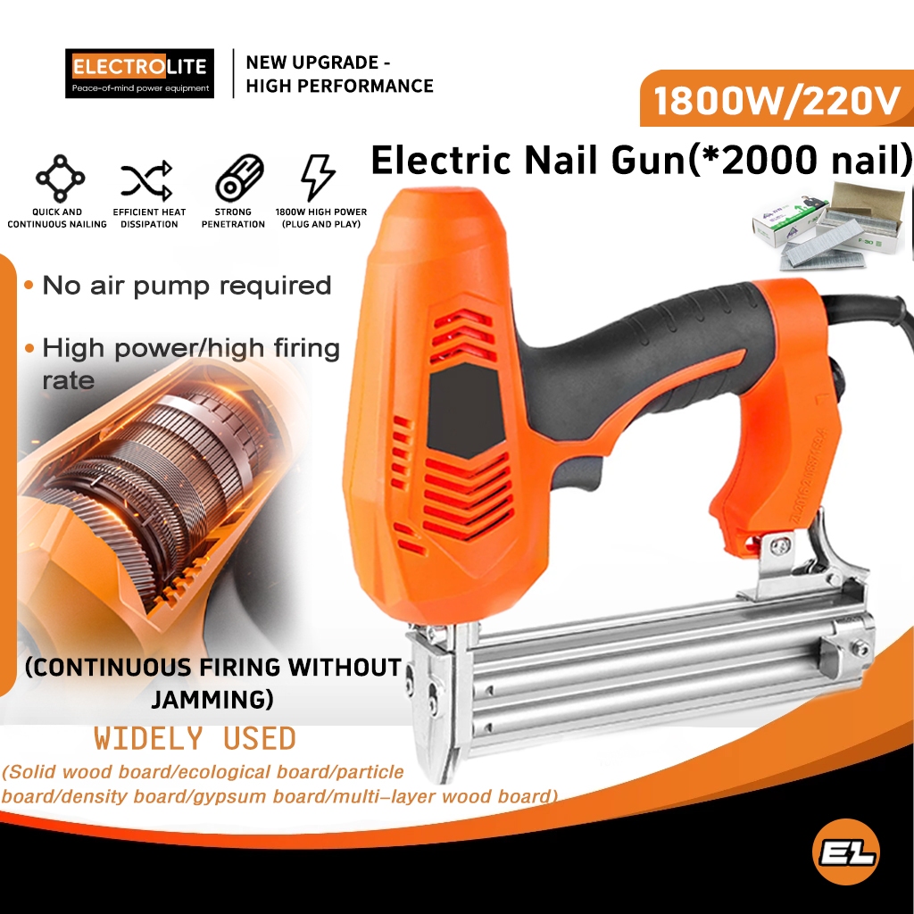 1800W/220V Electric Nail Gun Air Tacker Gun Pneumatic Staple Gun Heavy ...