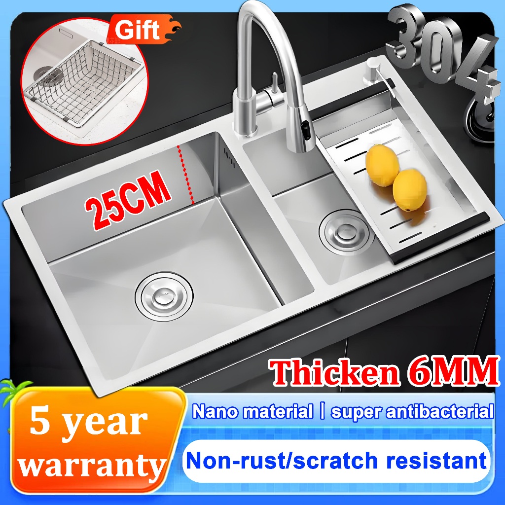 【sink with faucet set】SUS304 Stainless for Kitchen single/double slot ...