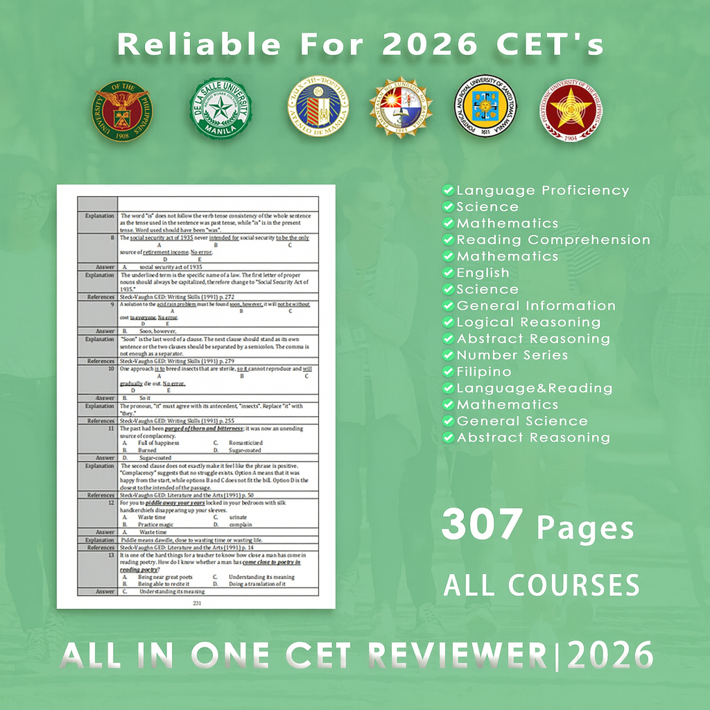 UPCAT CET Reviewer 2026 Edition Q&A College Entrance Exam book For 2026 ...