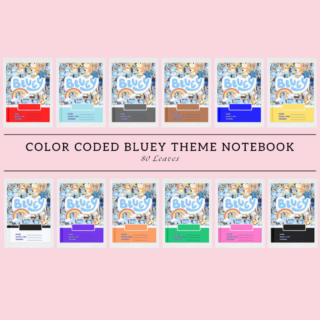 Stapled Bluey-Themed Color-Coded Personalized Notebook – 80 Leaves ...
