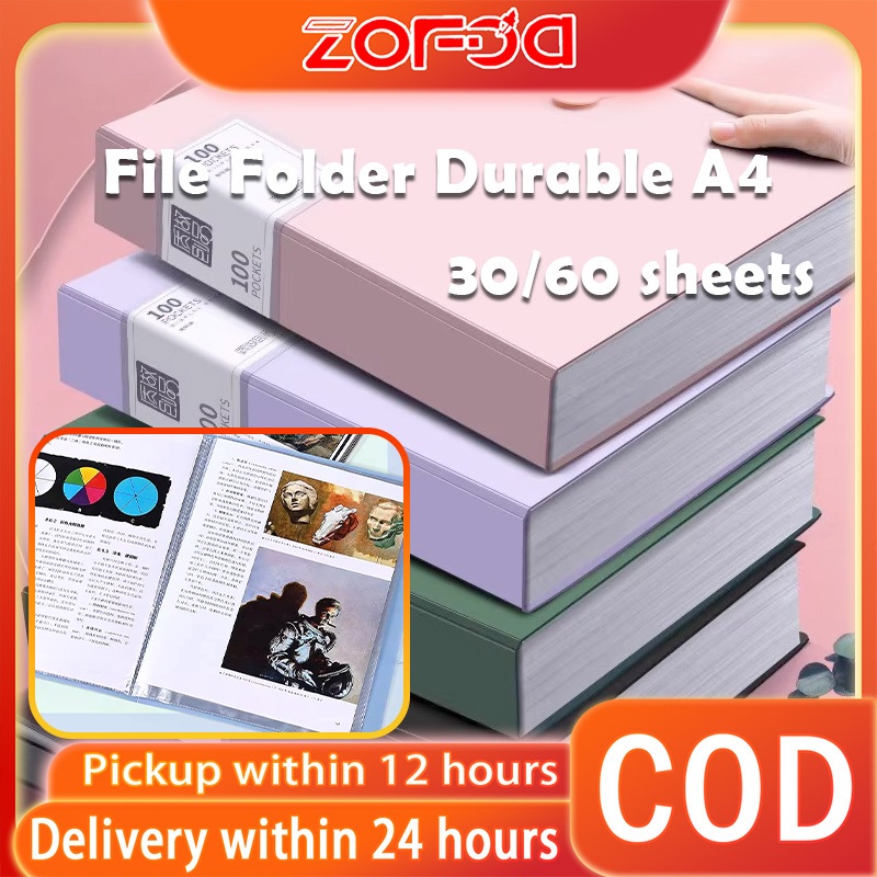 30/60 sheets File Folder Durable A4 Clear Book Organizer Water ...