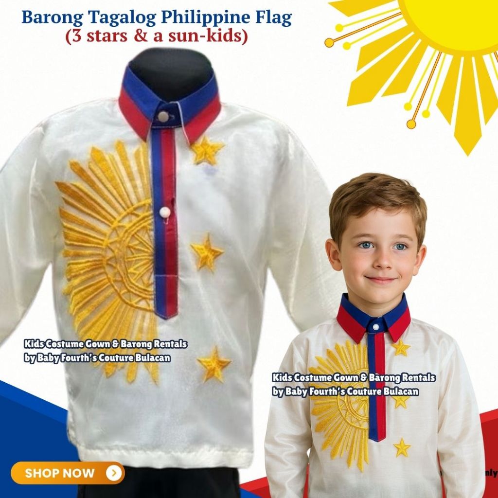 Buwan ng Wika Embroidered "Three Stars and a Sun" (Sinag Design) Barong ...