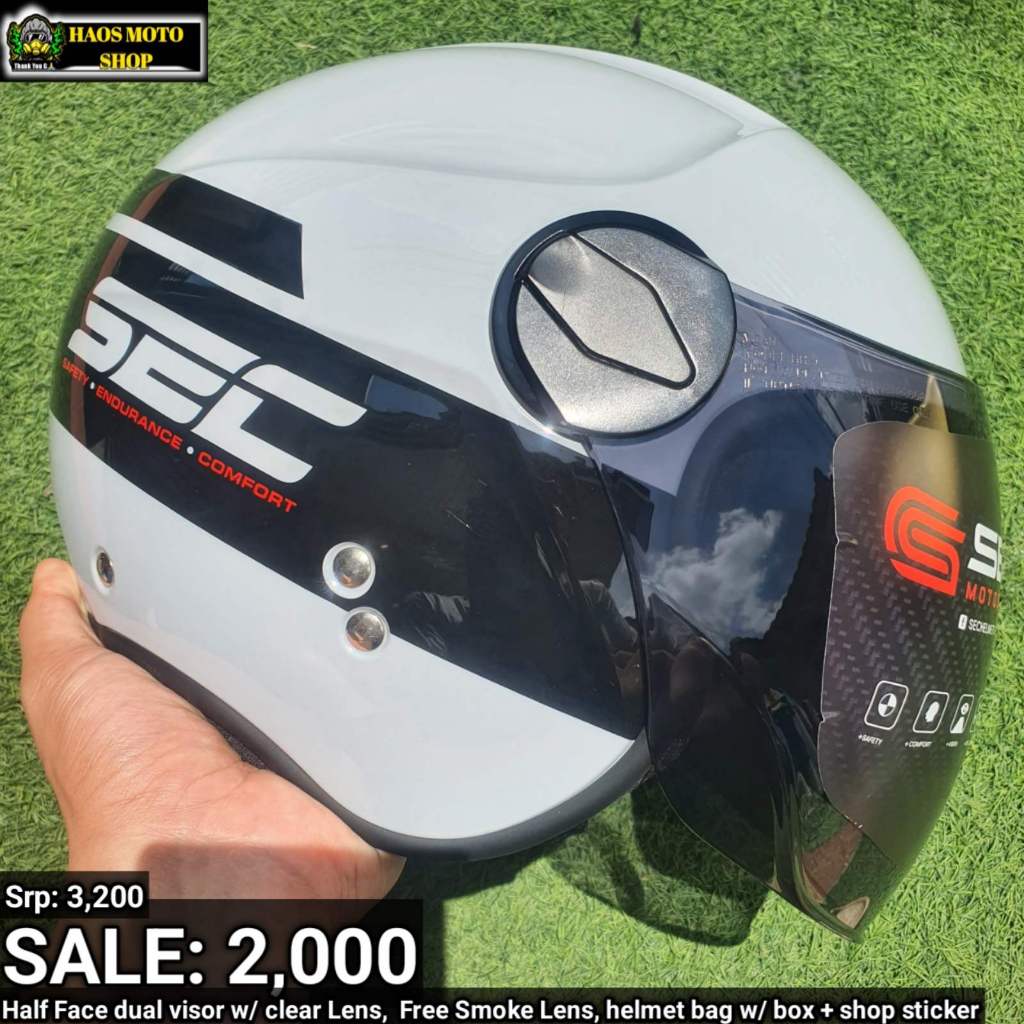 Sec Half Face Moon Dual Visor Helmet | Shopee Philippines